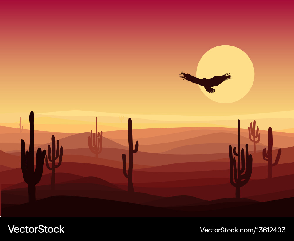 Hot sand desert landscape background Royalty Free Vector