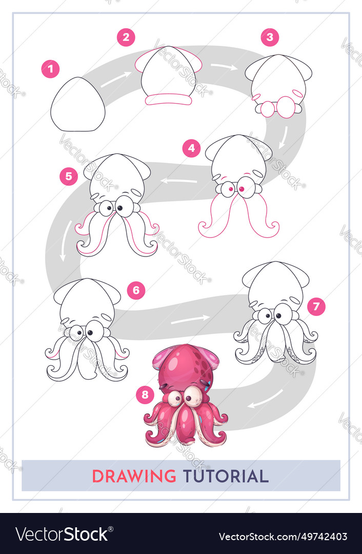 How to draw a squid step by drawing tutorial Vector Image