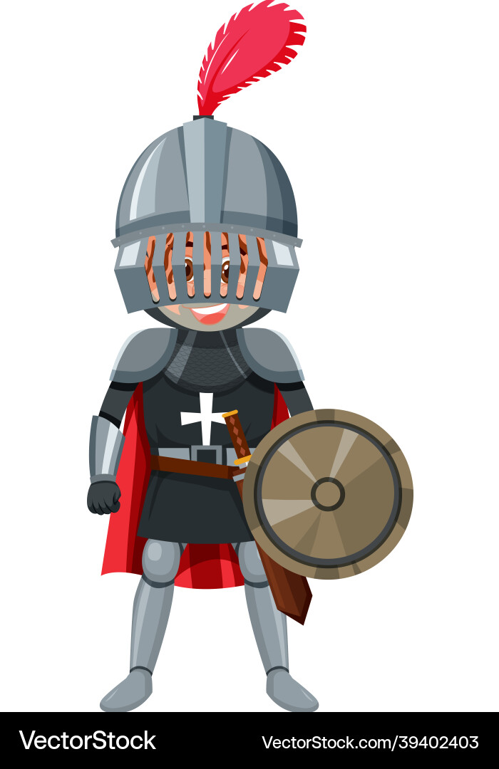 Knight cartoon character on white background Vector Image