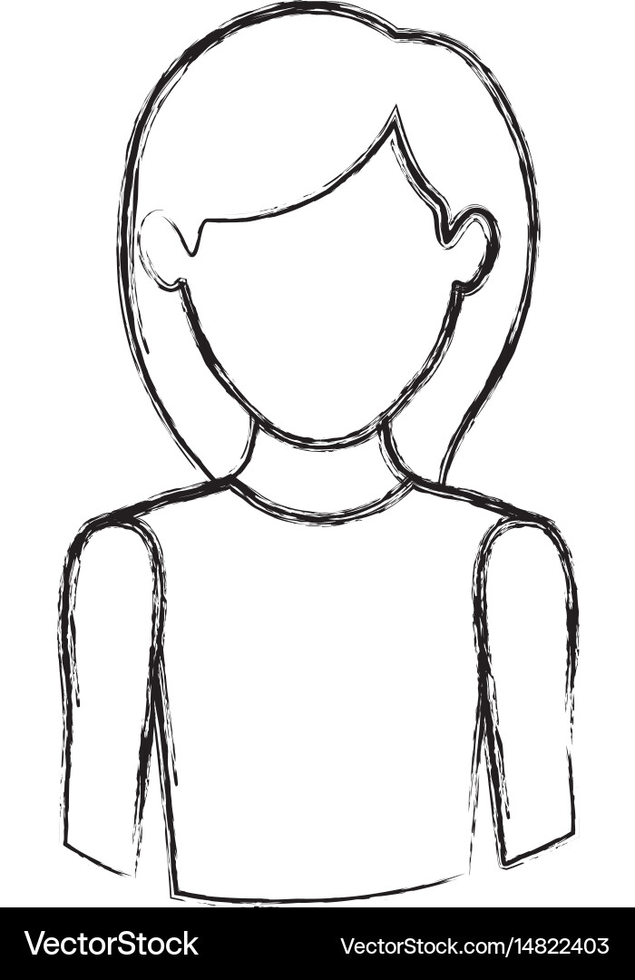Monochrome blurred contour with half body Vector Image