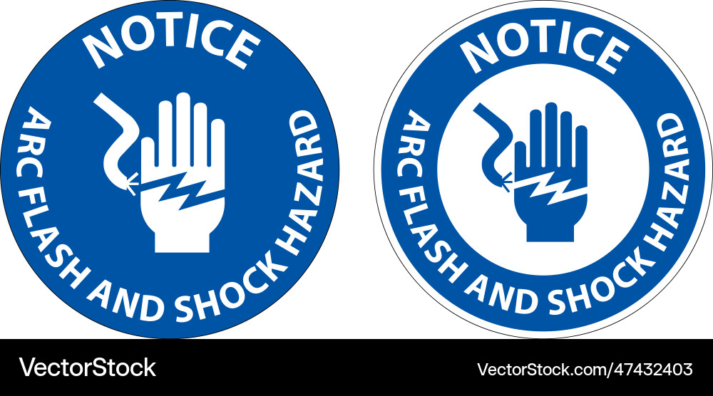 Notice floor sign arc flash and shock hazard Vector Image