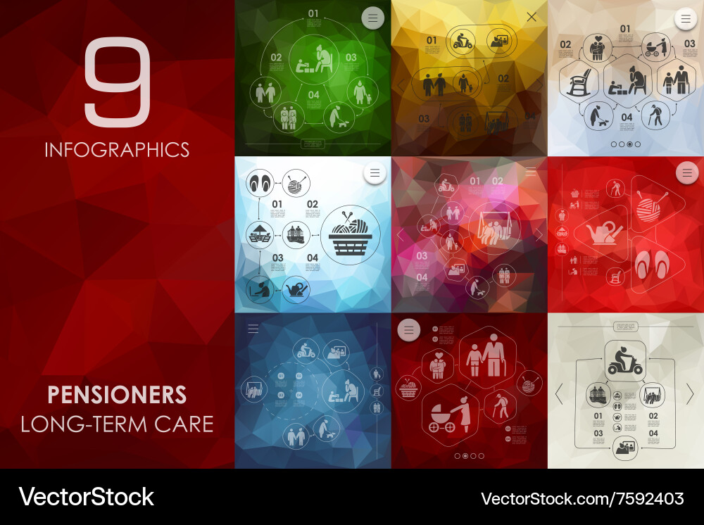 Pensioners infographic with unfocused background Vector Image
