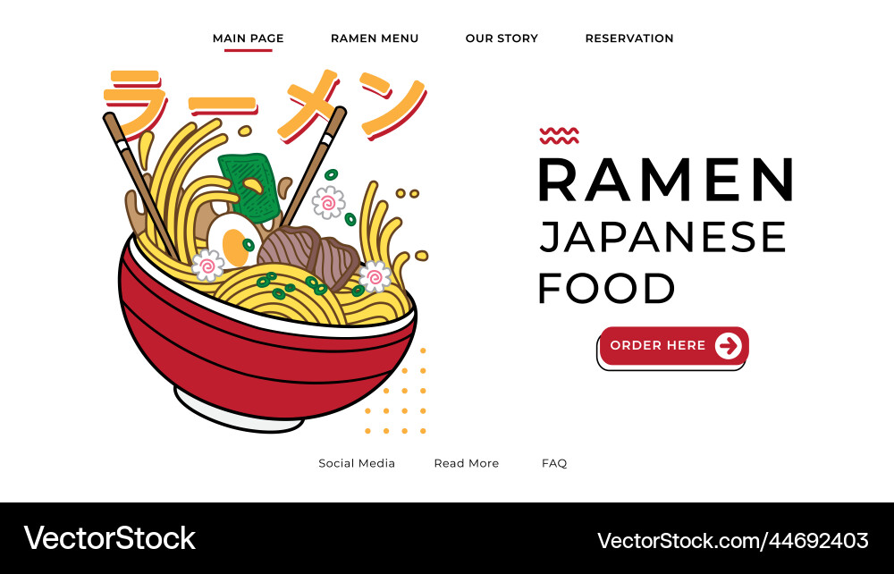 Ramen noodles on bowl Royalty Free Vector Image