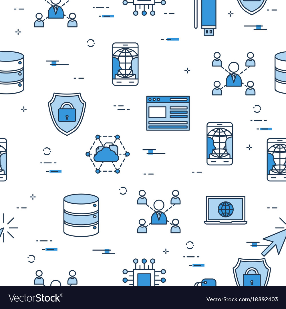 Seamless pattern - internet technology icons Vector Image
