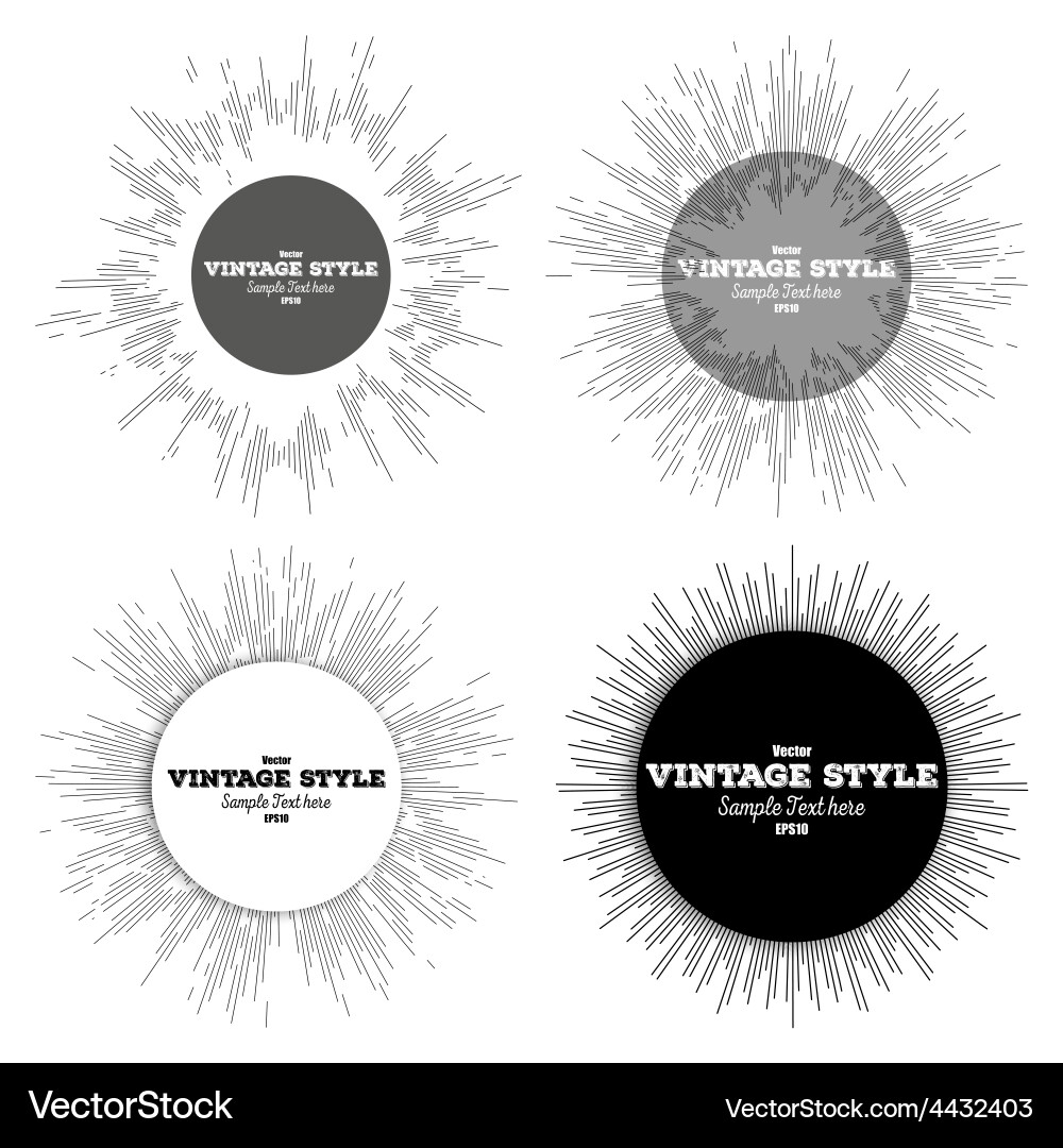 Set of vintage style star burst retro elements Vector Image