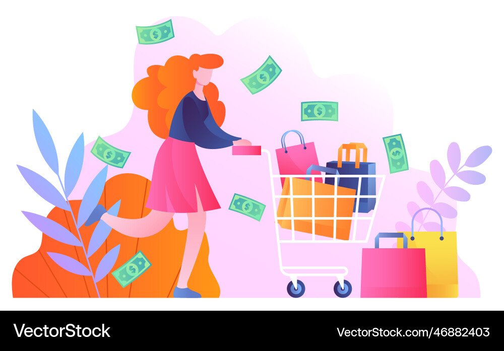Shopaholic with bags Royalty Free Vector Image