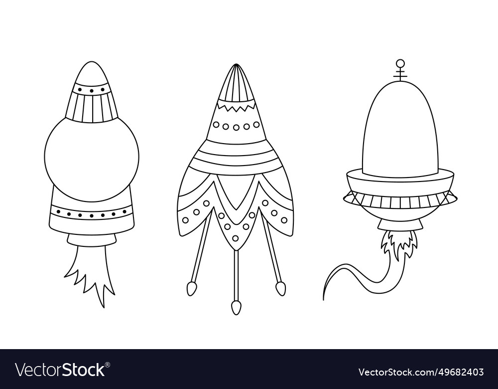 Spaceship ufo coloring page black and white Vector Image