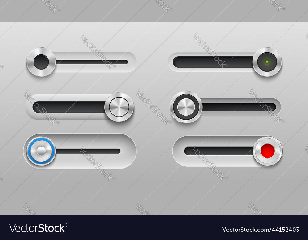 Ui slider bar buttons volume switch slide toggles Vector Image