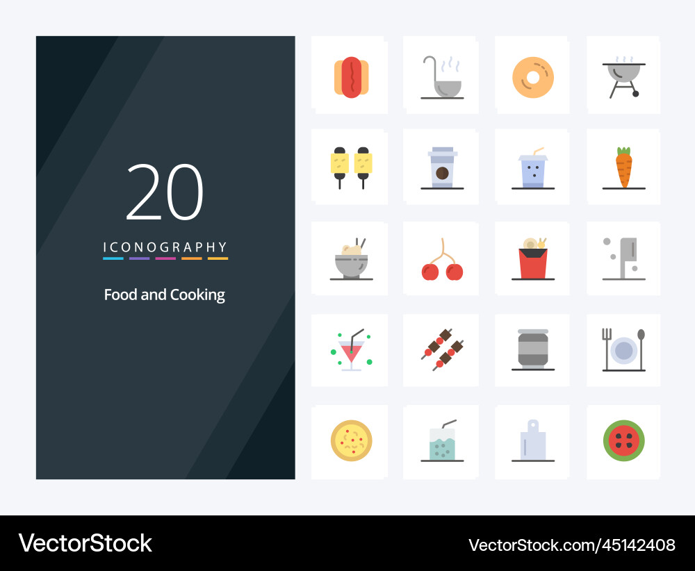 20 food flat color icon for presentation Vector Image