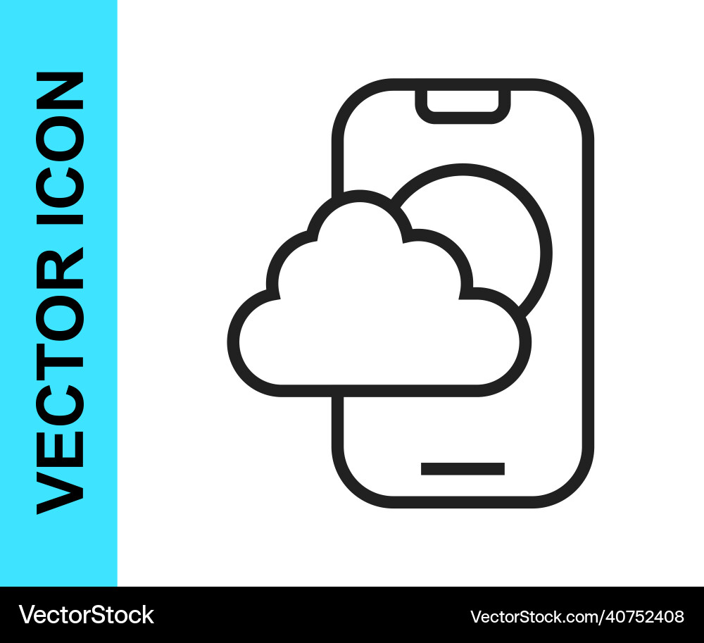 Black line weather forecast app icon isolated Vector Image