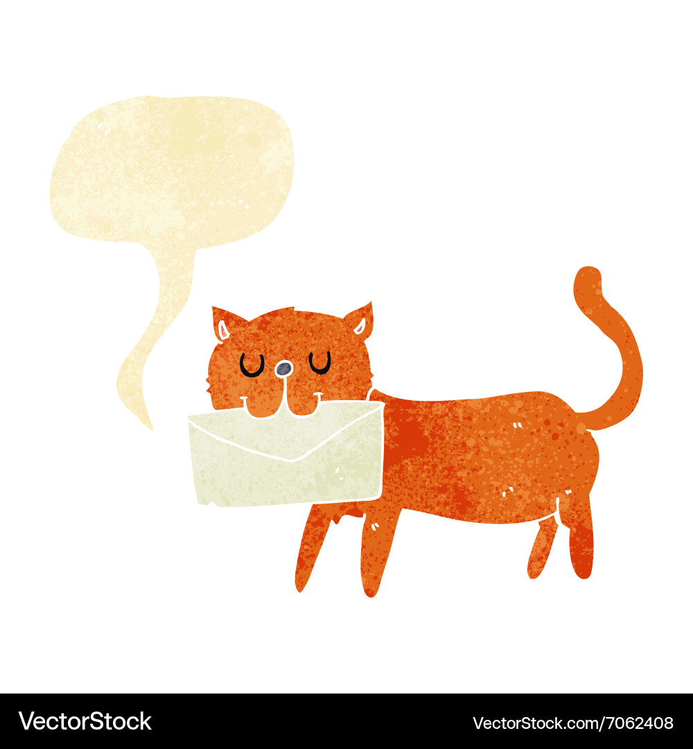 Cartoon cat carrying letter with speech bubble Vector Image