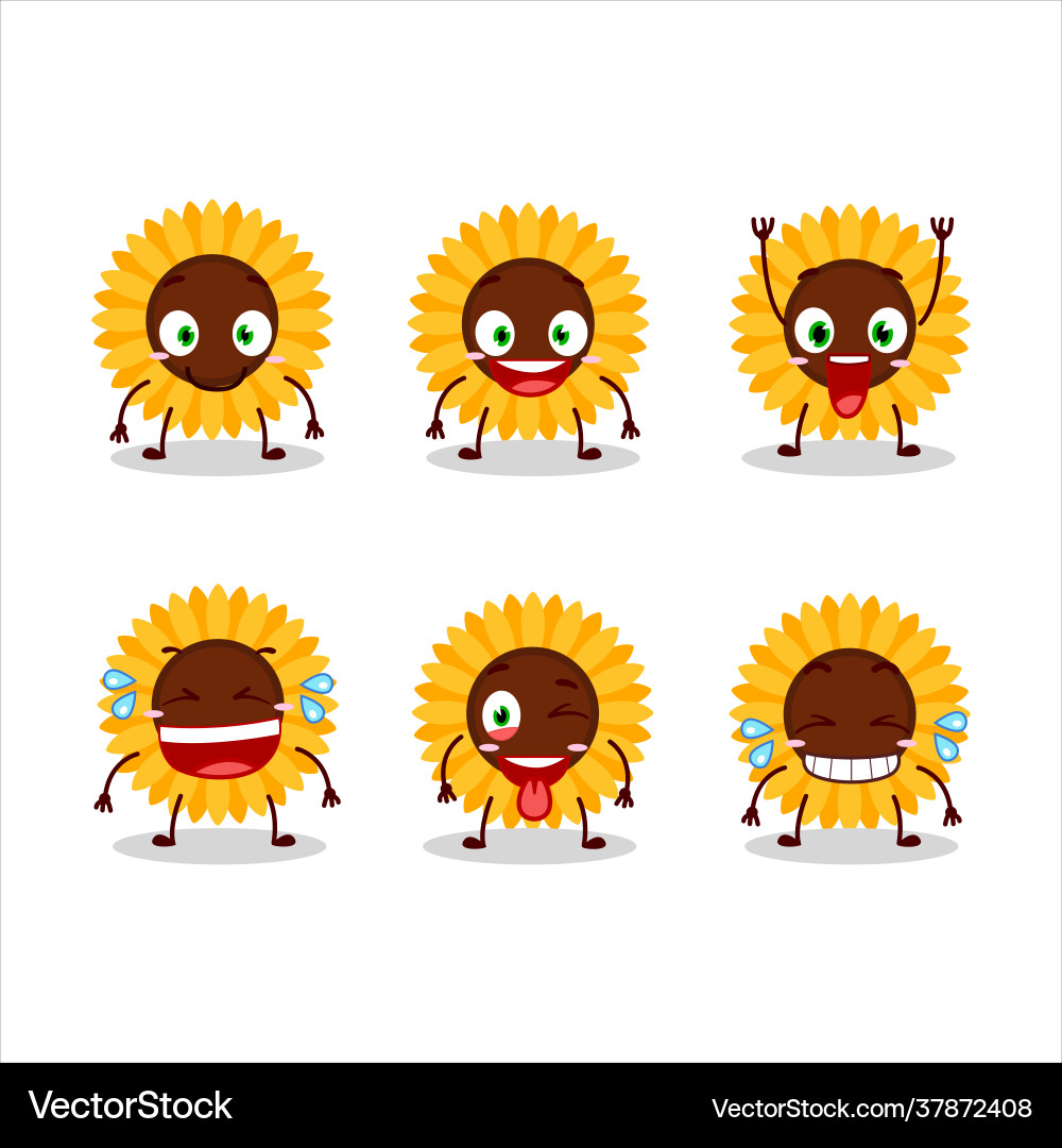 Cartoon character sunflower with smile expression Vector Image