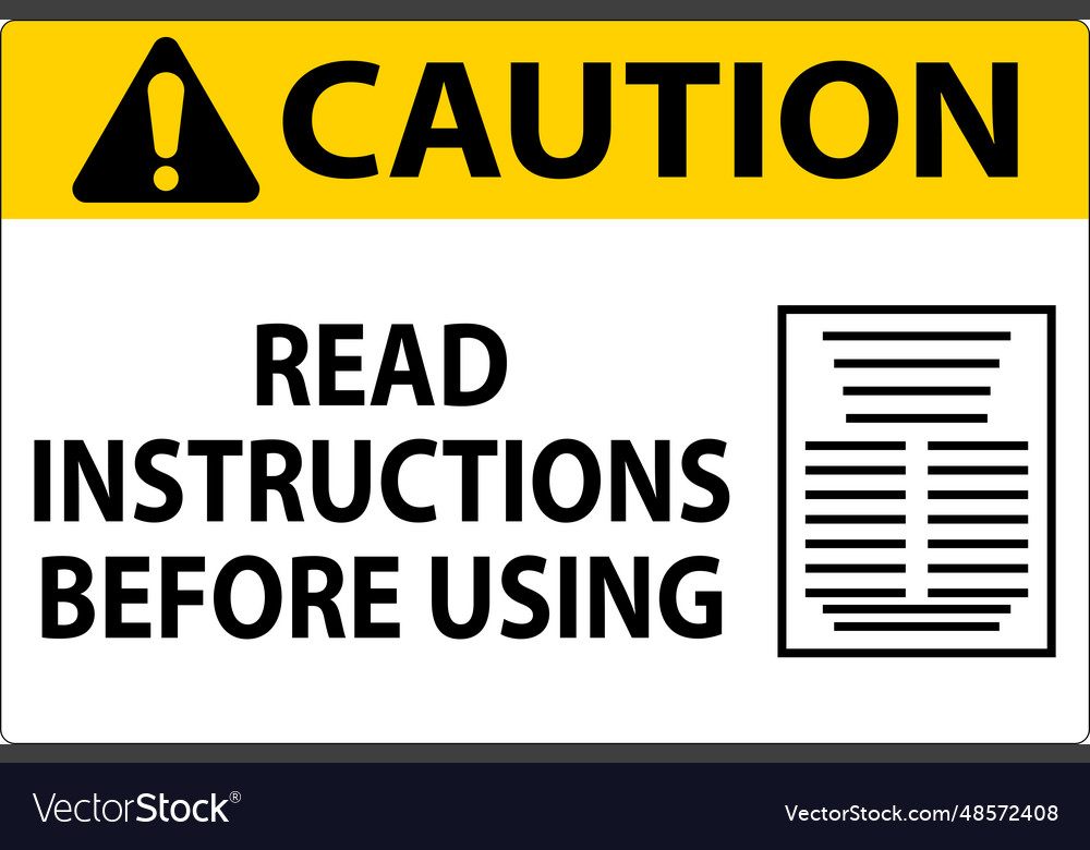 Caution machine sign read instructions before Vector Image