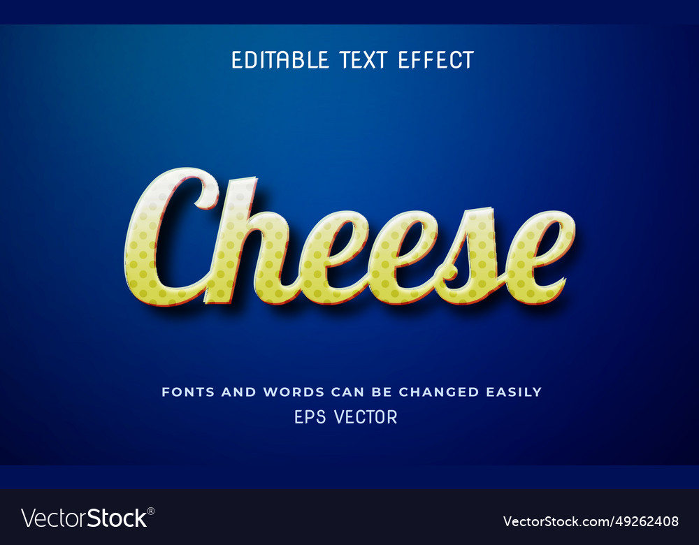Cheese editable text style effect Royalty Free Vector Image