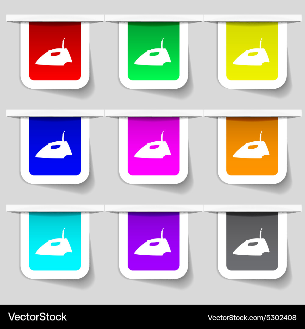 Iron icon sign set multicolored modern labels Vector Image