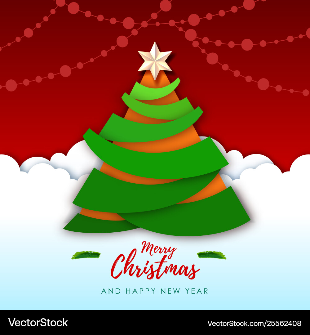Merry christmas greeting card with tree Royalty Free Vector