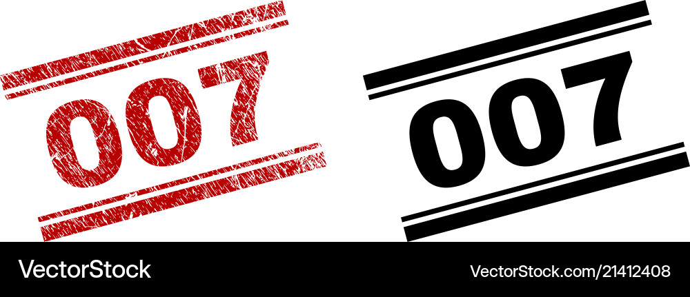 Scratched textured and clean 007 stamp prints Vector Image