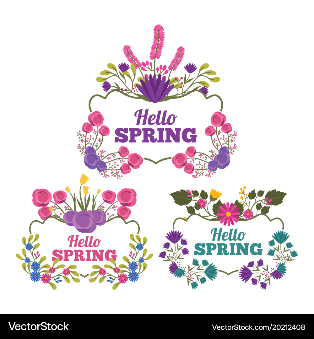 Set of hello spring lettering with vintage Vector Image