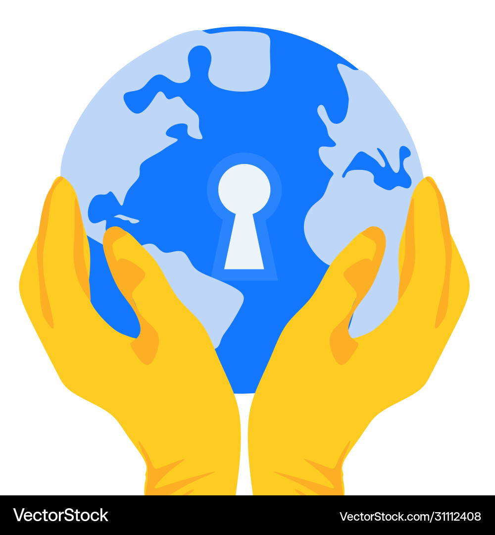 Whole world is under lock and key concept Vector Image