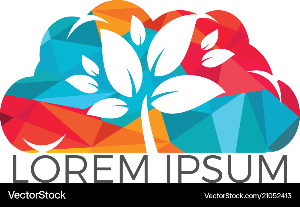 Cloud tree logo design Royalty Free Vector Image