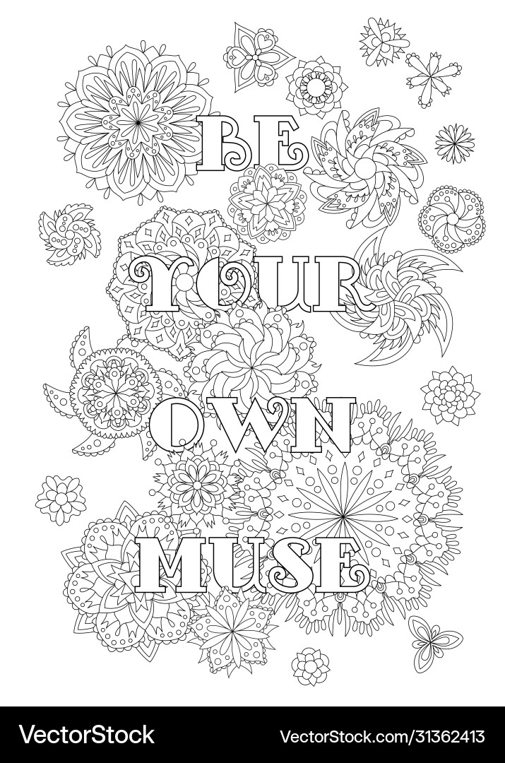 Coloring book for adults with inspiring text Vector Image
