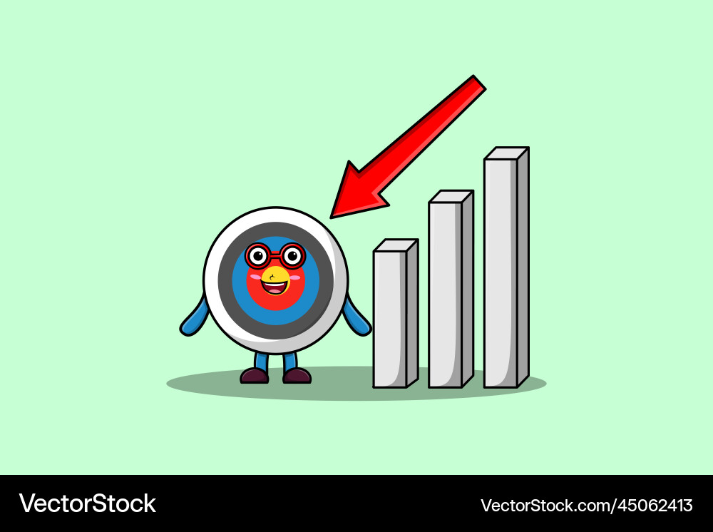 Cute cartoon archery target with down sign graphic