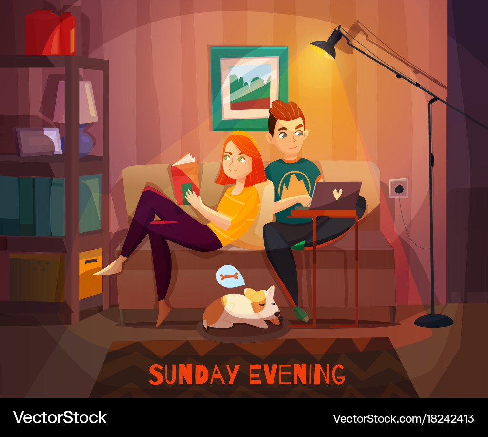 Evening rest of couple Royalty Free Vector Image