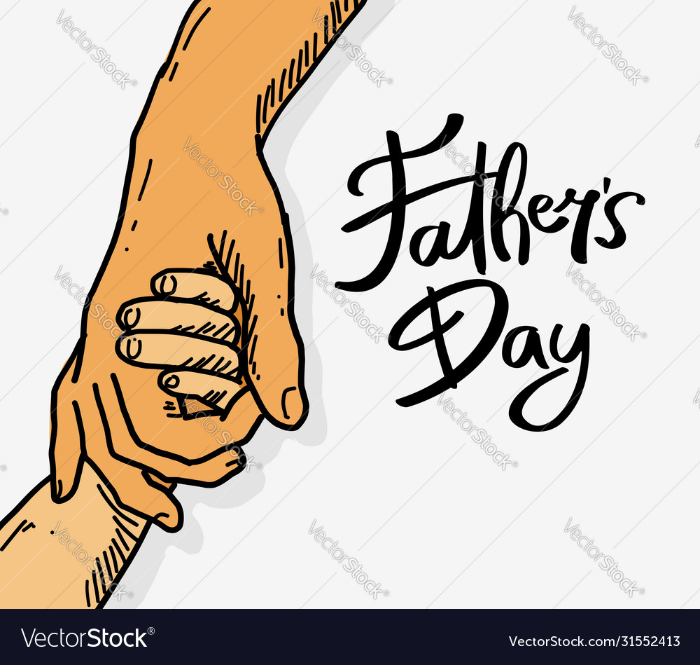 Little kid hand holding father hand for happy Vector Image Little kid hand holding father hand for happy Vector Image