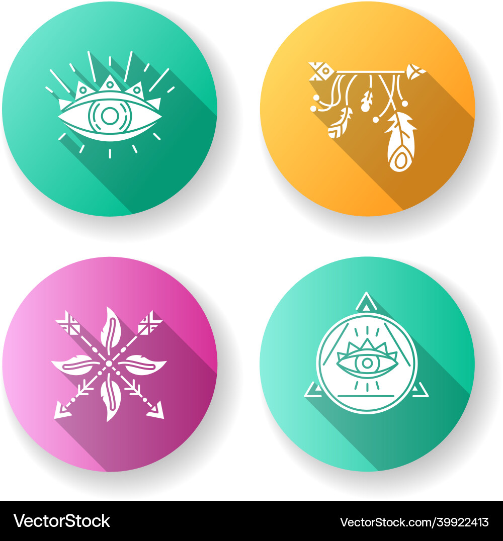 Magical symbols flat design long shadow glyph Vector Image