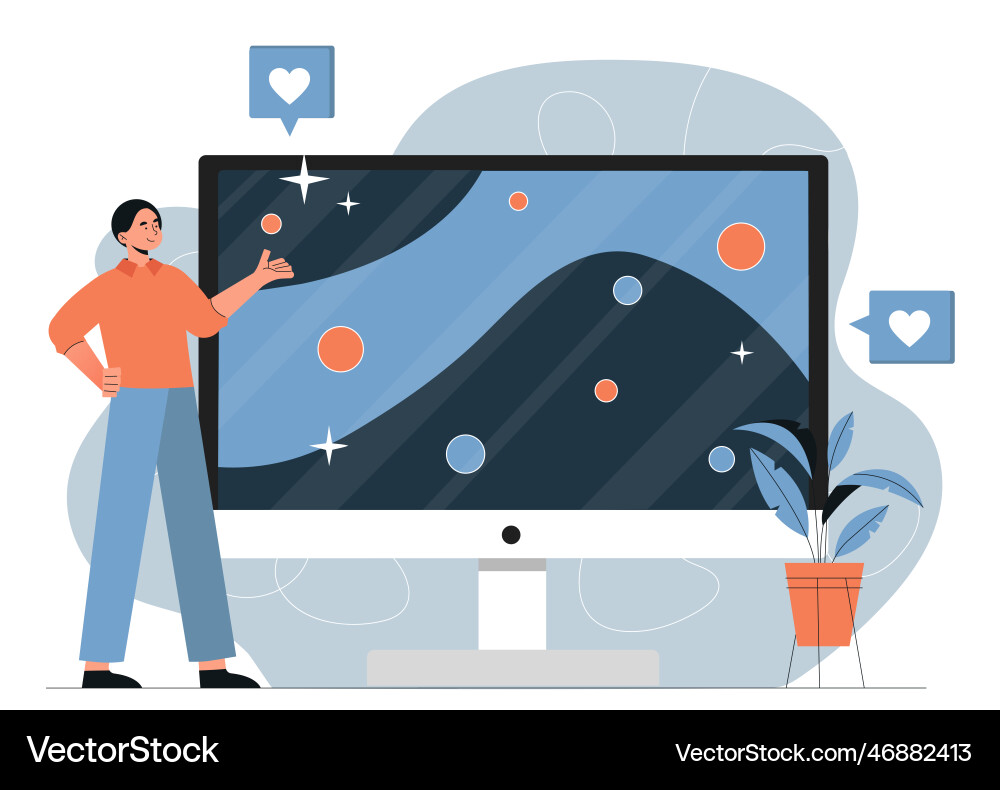 Man with monitor Royalty Free Vector Image - VectorStock