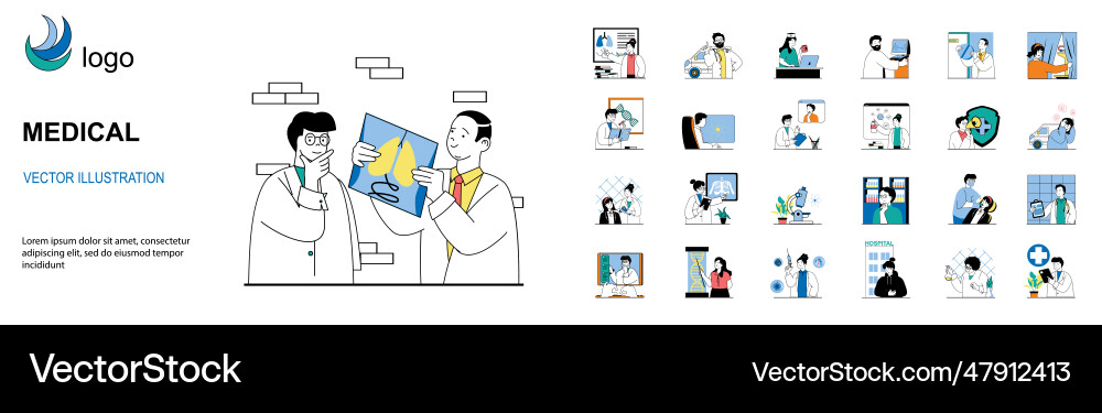Medical service concept with character situations Vector Image