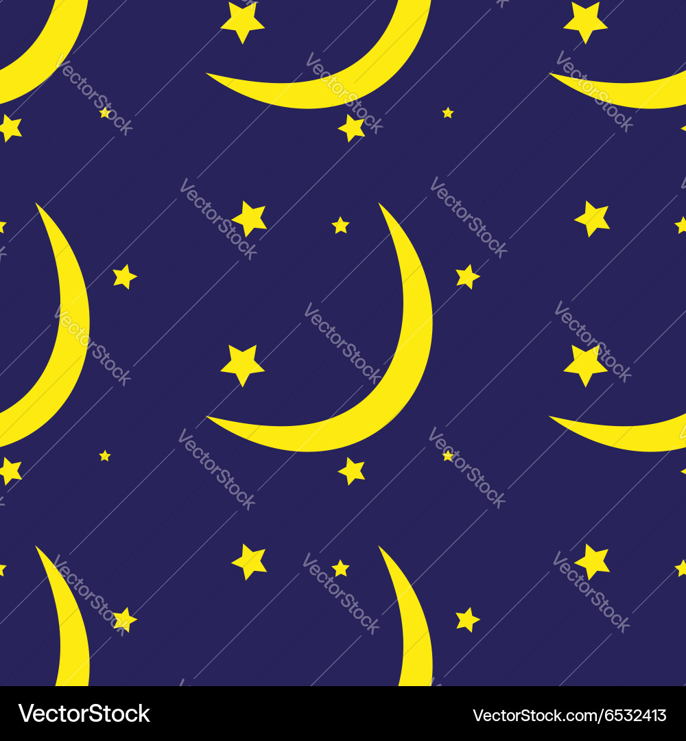 Seamless pattern of the moon and stars Royalty Free Vector