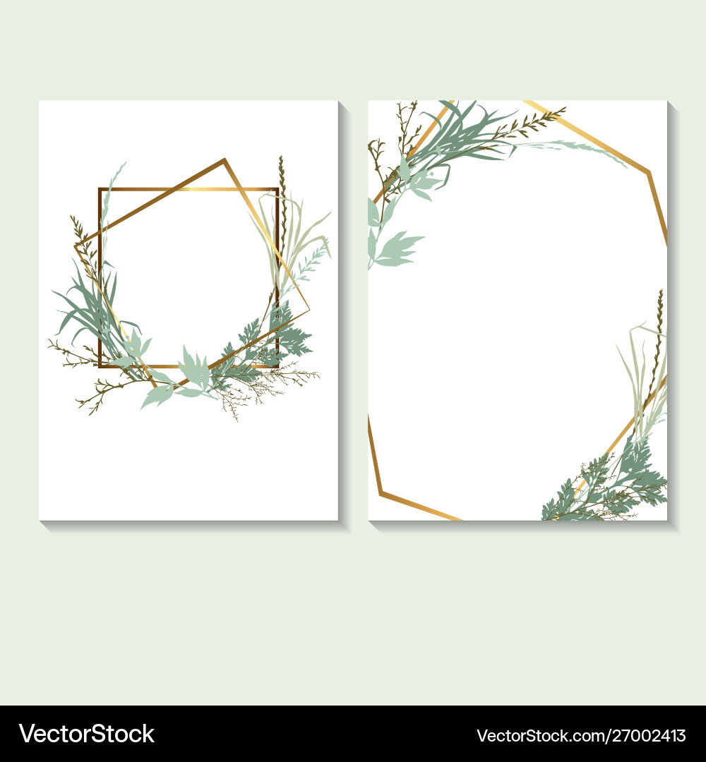 Template design cards with grass wedding Vector Image