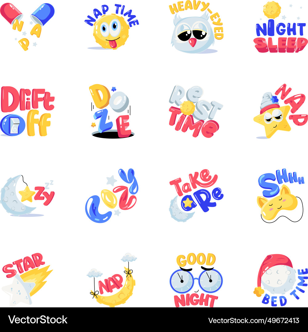 Trendy pack of typographic flat stickers Vector Image