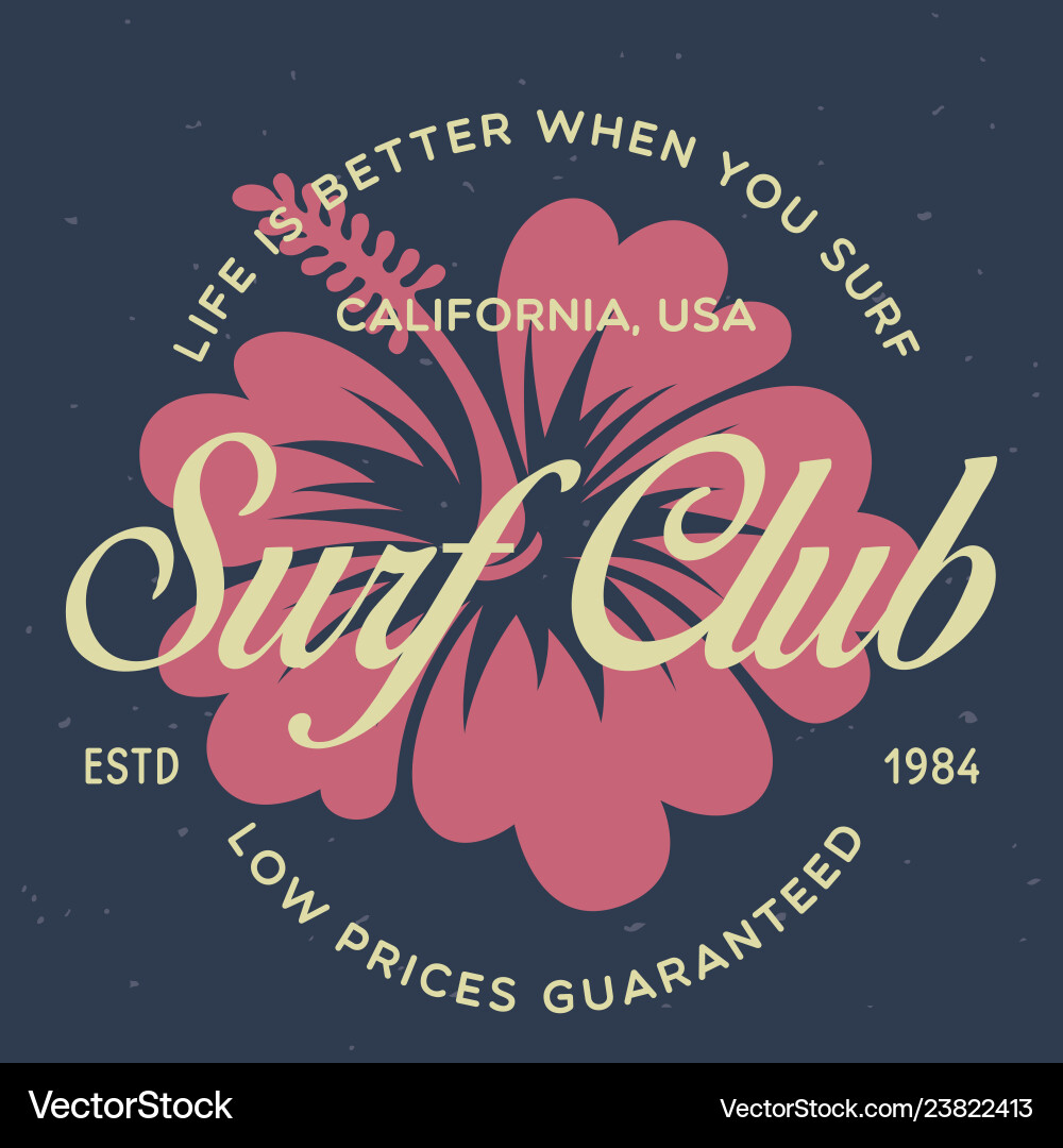Vintage surfing emblem for web design or print Vector Image