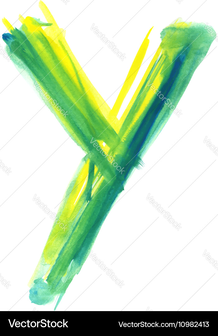 Watercolor font letter y Royalty Free Vector Image