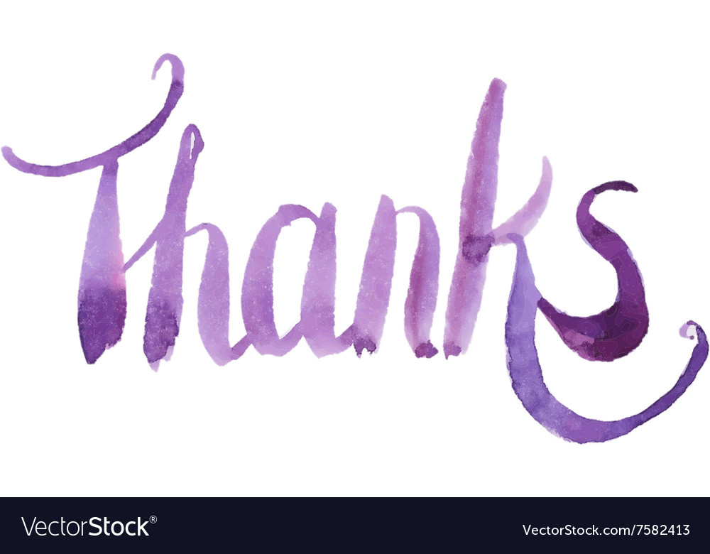 Watercolor Thanks Calligraphy Script Royalty Free Vector