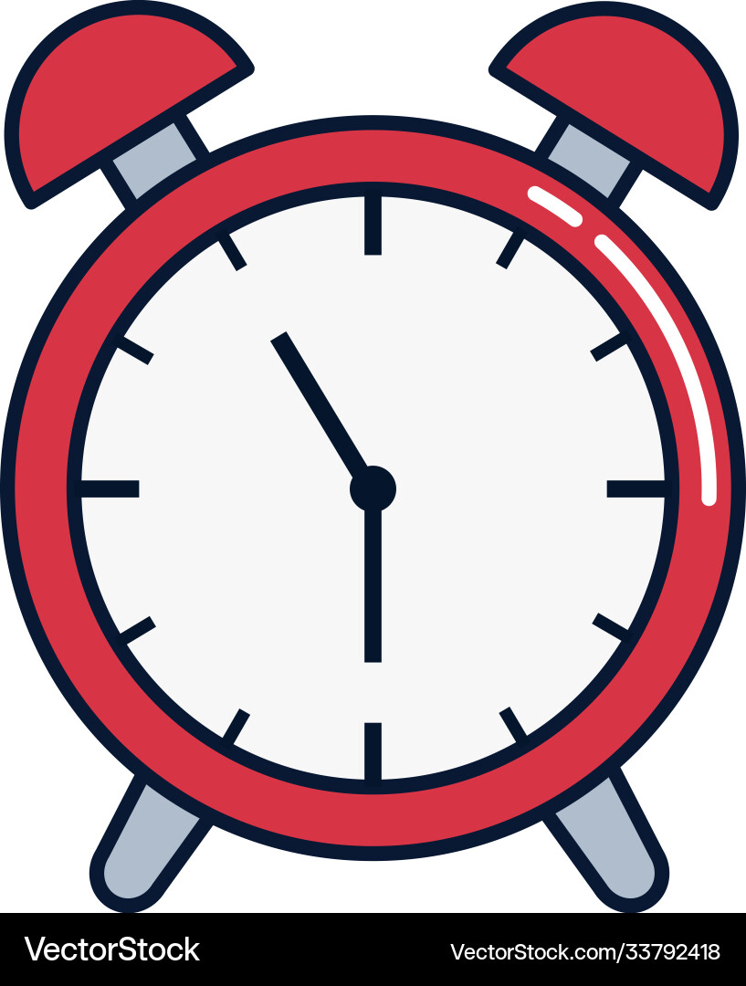 Alarm clock wake up time line and fill style Vector Image
