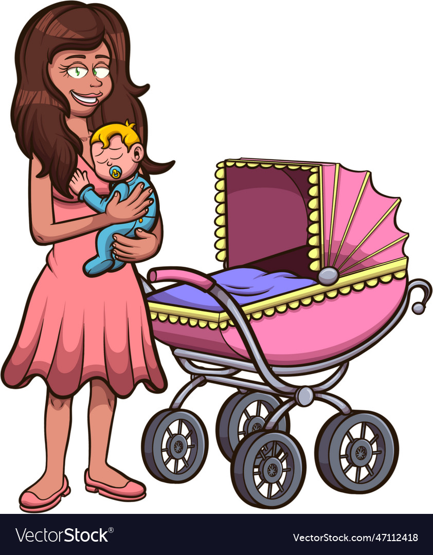 Cartoon mom holding baby Royalty Free Vector Image