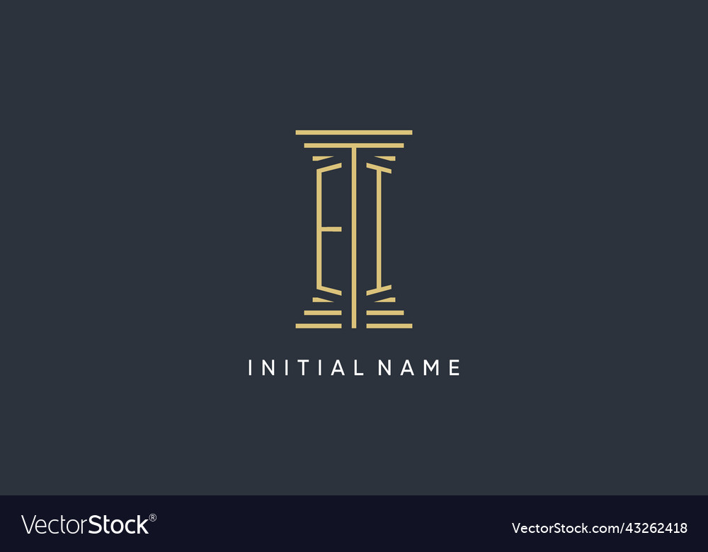 Ei initial monogram with pillar shape logo design Vector Image