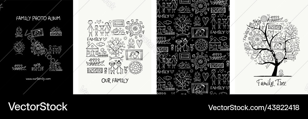 Family concept art collection frame background Vector Image