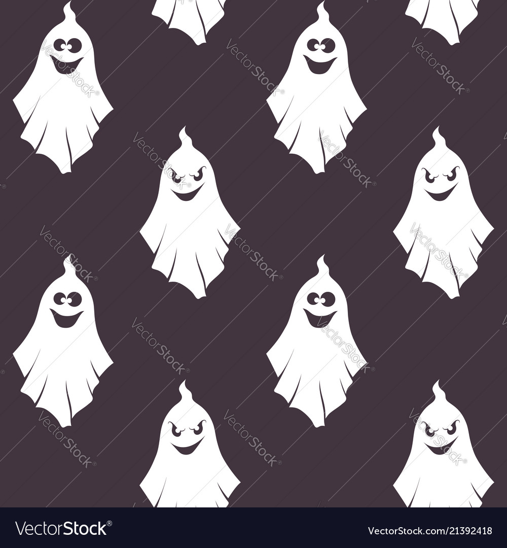 Halloween seamless pattern with ghosts Royalty Free Vector