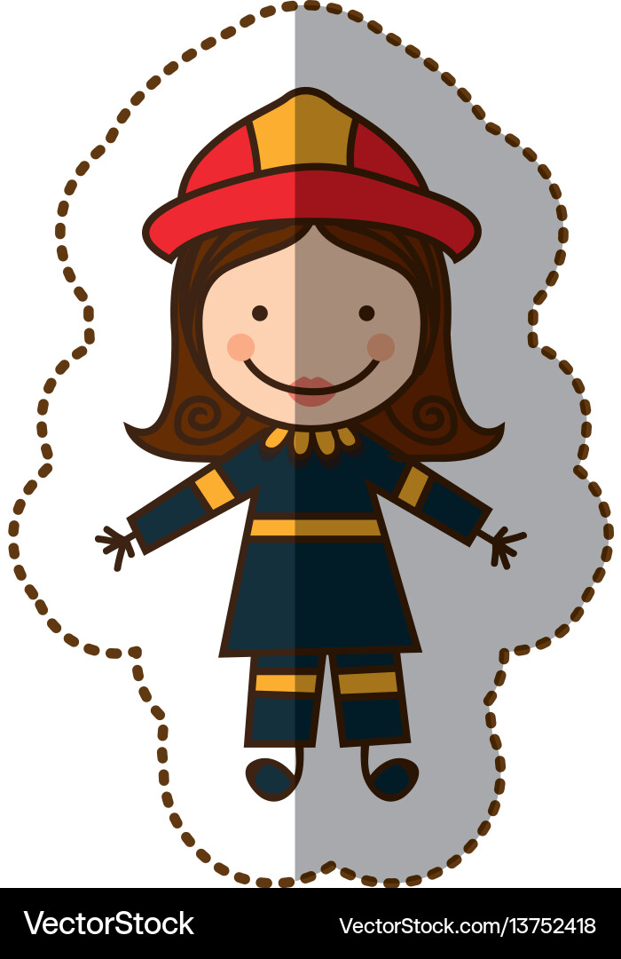 Happy woman firefighter icon Royalty Free Vector Image