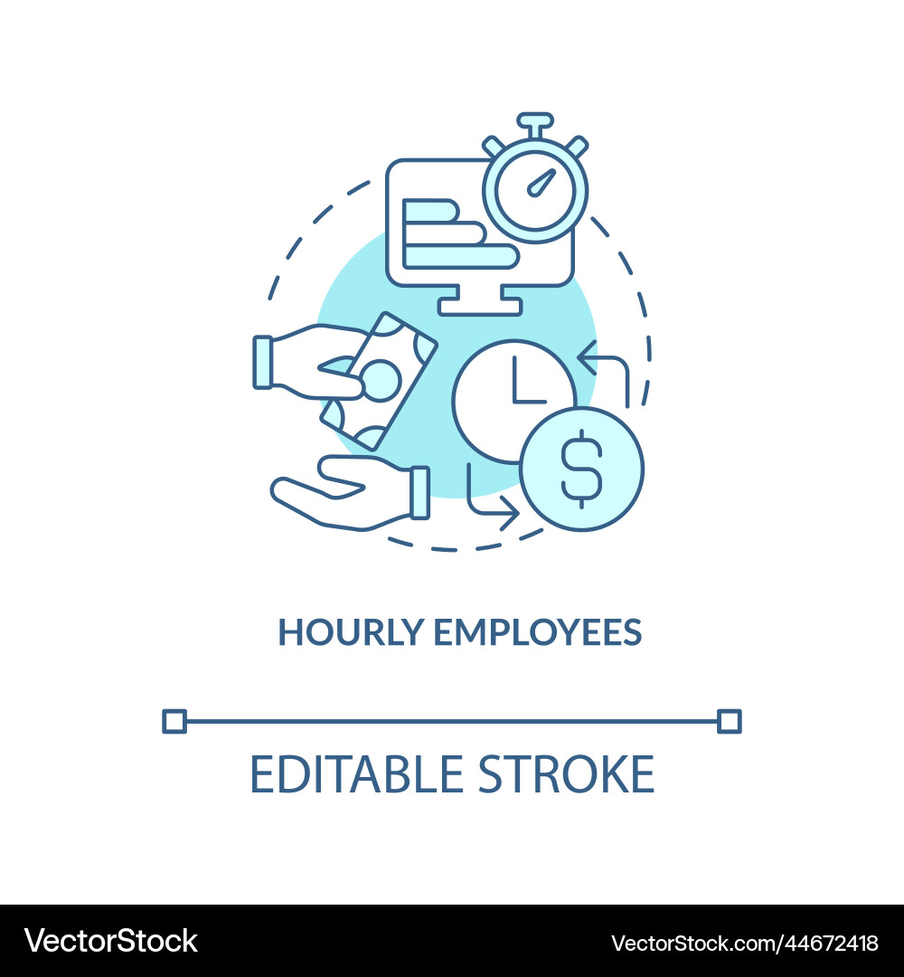 Hourly employees turquoise concept icon Royalty Free Vector