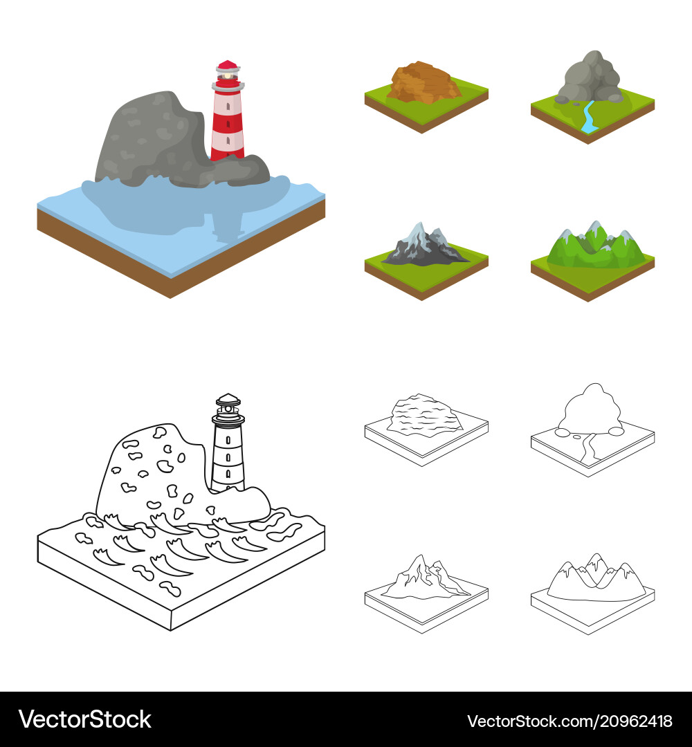 Mountains rocks and landscape relief Royalty Free Vector