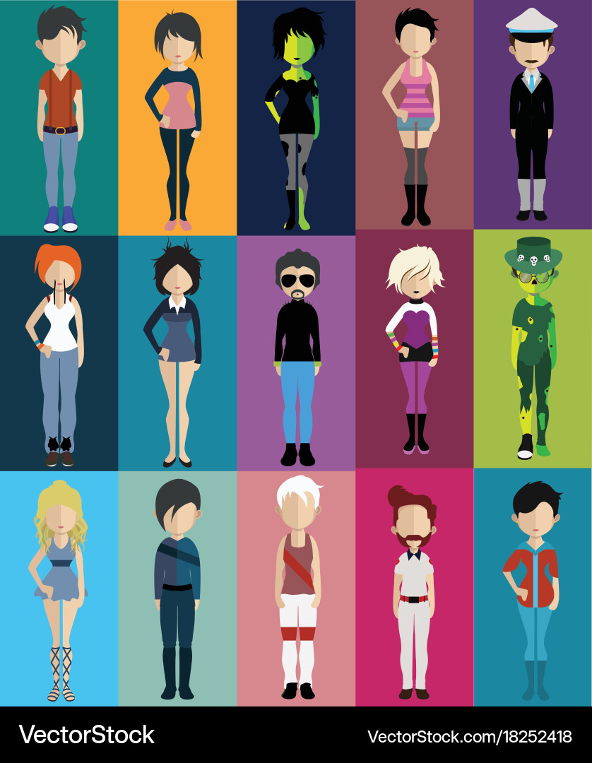 People avatar with full body and torso variations Vector Image