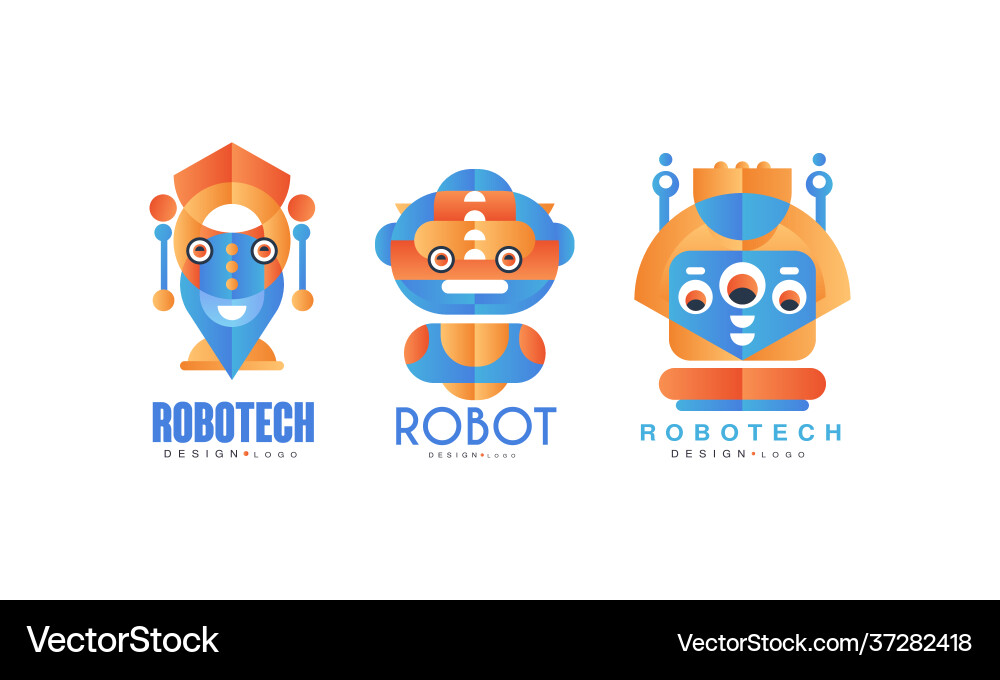 Robotech logo design set company identity Vector Image