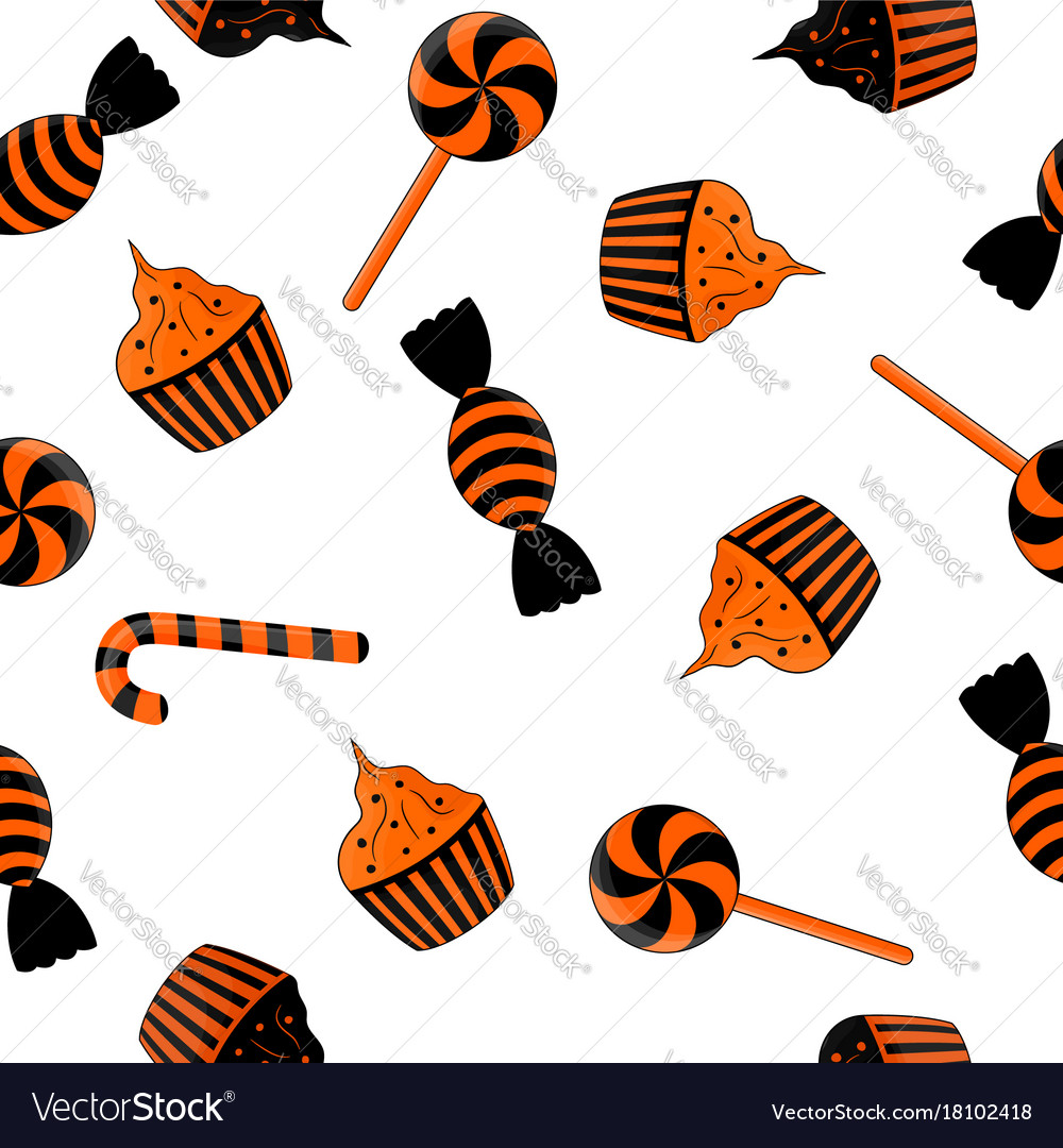 Seamless pattern of halloween candy black Vector Image