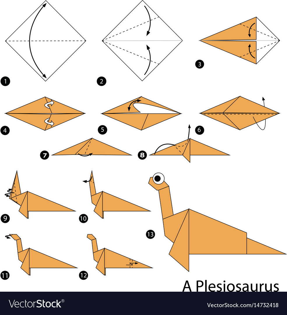 Step by instructions how to make origami Vector Image