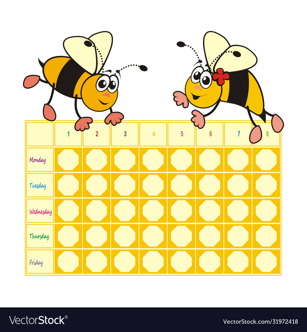 Timetable bees Royalty Free Vector Image - VectorStock